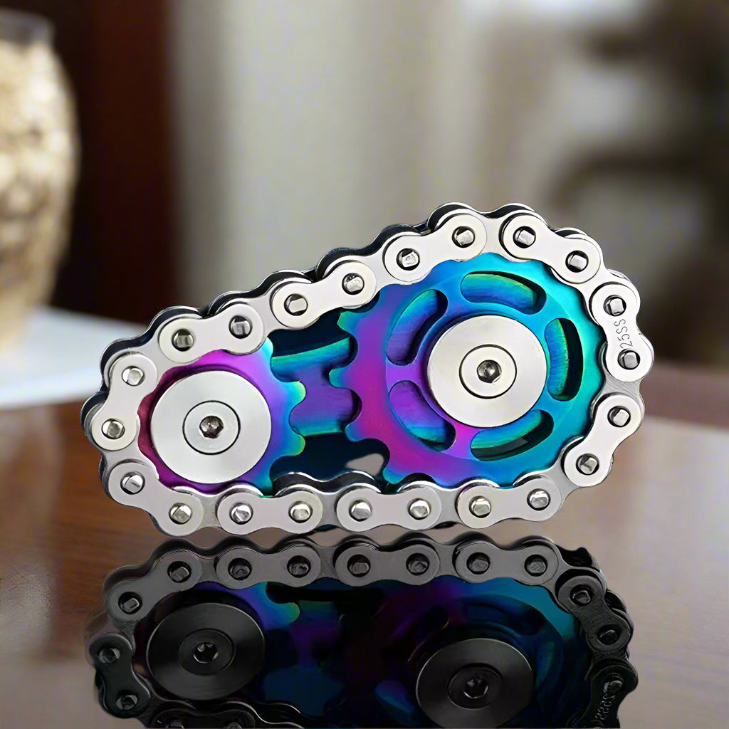 Metal Hand Spinner with Chain Gear - Premium Fidget Tool – Sensory Gear